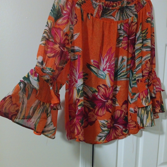 Cato | Tops | Floral Orange Womens Top | Poshmark